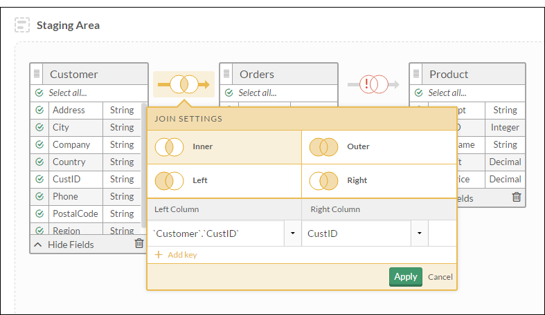 Joining tables in the Data Access window