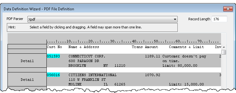 Working with multiline records and fields