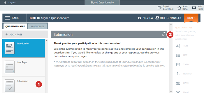 Creating signed evaluations and questionnaires