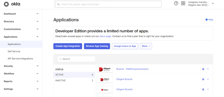 Configuration SSO/SAML avec Okta