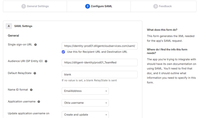 Configuration SSO/SAML avec Okta