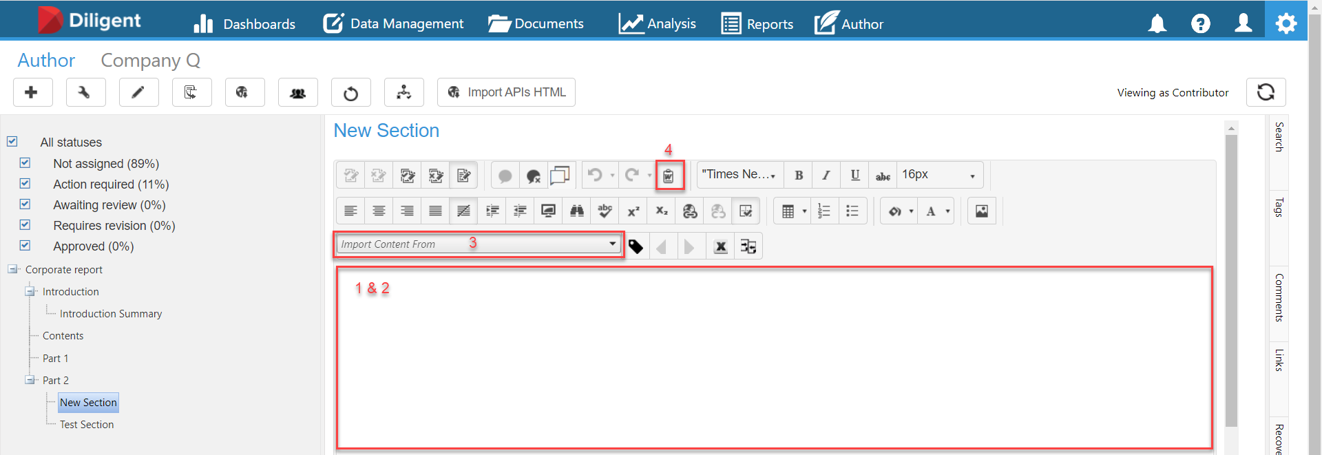 Adding content to Author reports